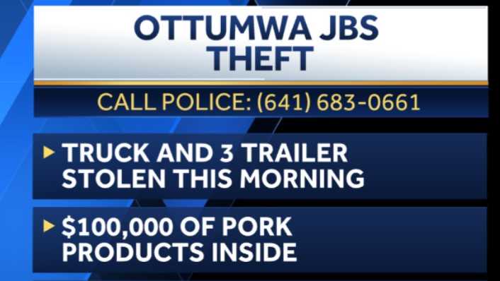 Thousands of dollars in pork stolen from Iowa plant