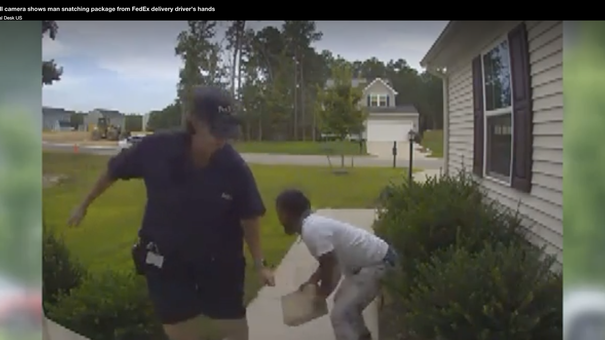 Video shows man stealing package from FedEx delivery driver