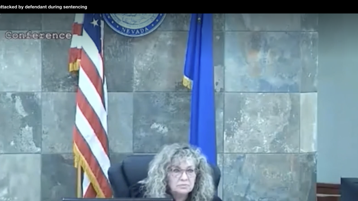 Defendant dives over bench to attack Nevada judge, video shows