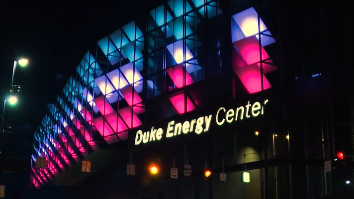 Duke Energy Convention Center iconic sign lights up to honor LaRosa's ...