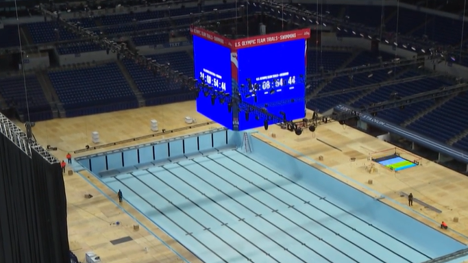 Indiana's Lucas Oil Stadium transforming into Olympic pool for swimming ...