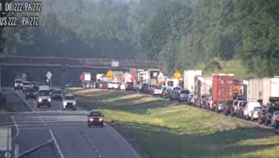 Heavy traffic backup on Route 222 in Lancaster County, Pa.