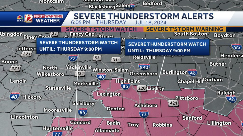 Real-time updates: Severe T'storm Warnings come to the Triad