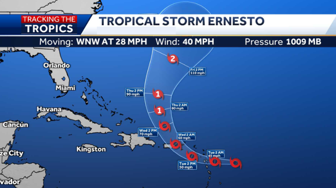 Tropical Storm Ernesto forms: Forecast updates, track