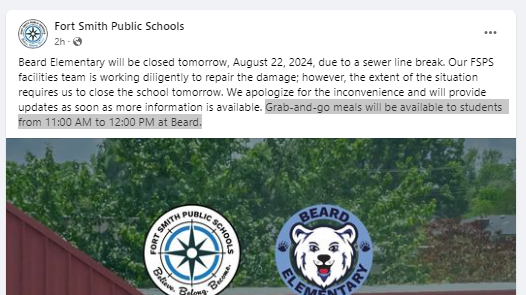 Fort Smith's Beard Elementary school closed Thursday