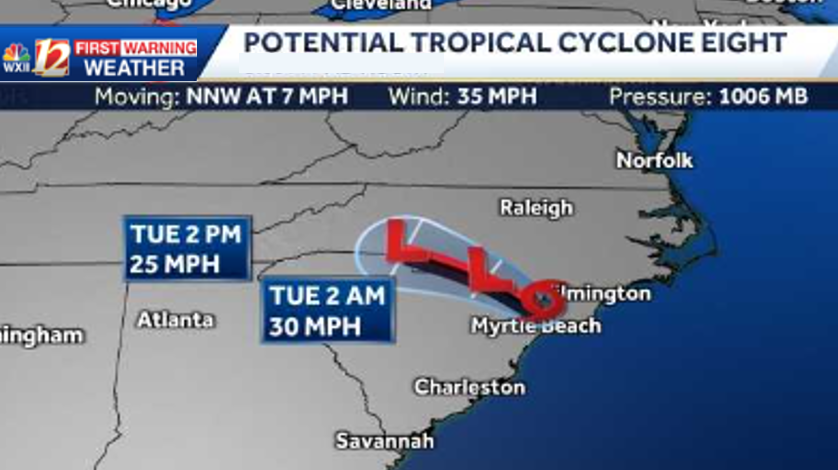 Potential Tropical Cyclone Eight: NC, SC, Spaghetti models, storm path
