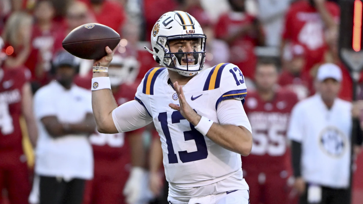 Report: LSU QB Garrett Nussmeier has cyst on his spine; reason for ...