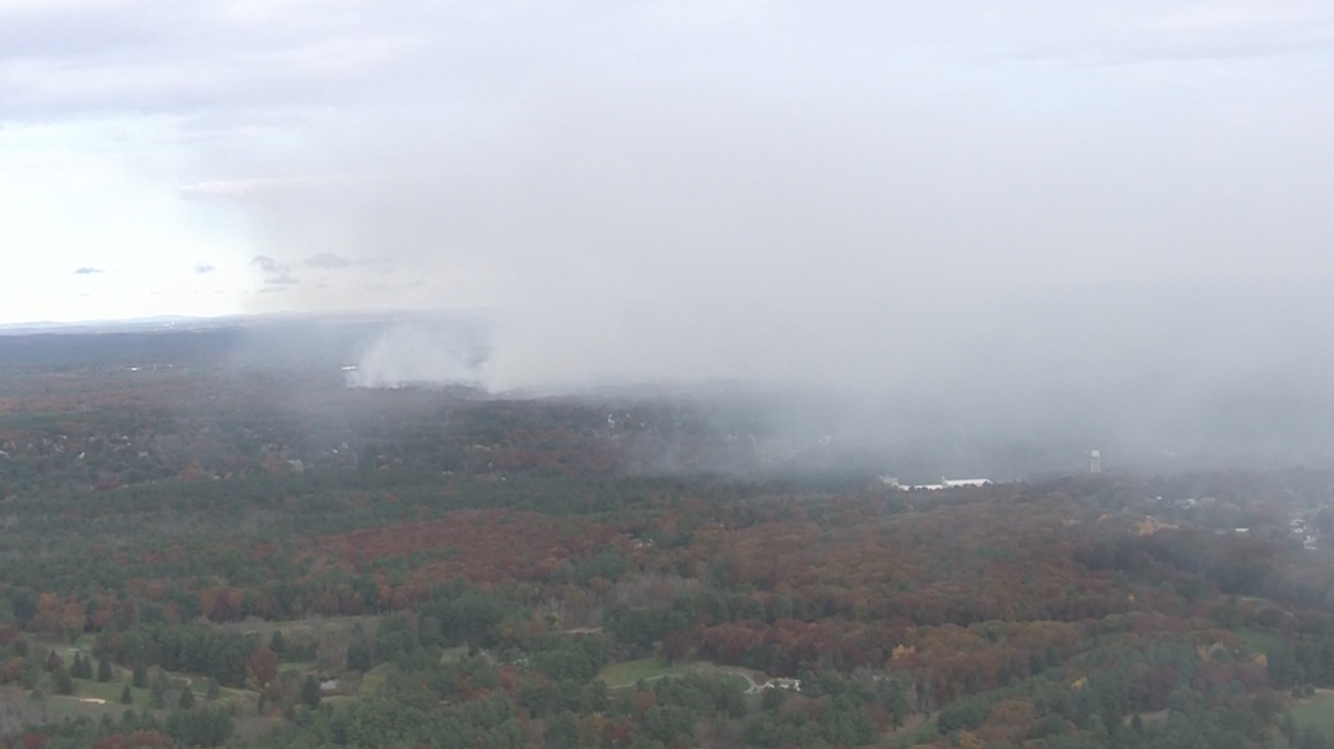 Newscenter 5 flies above the brush fires on Massachusetts' North Shore