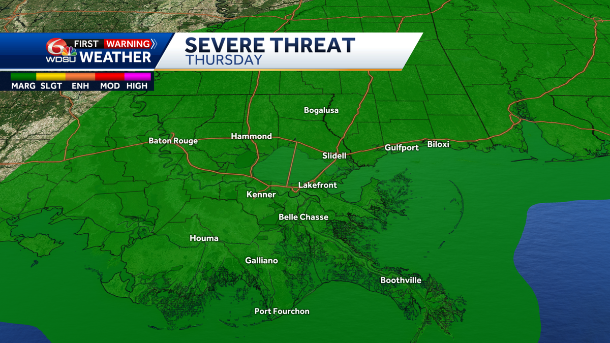 New Orleans Thanksgiving Day severe weather forecast