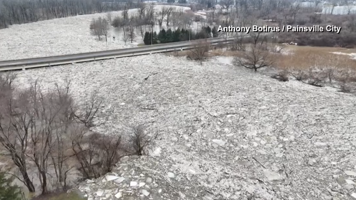 Massive ice jam causes dangerous flooding conditions in northern Ohio
