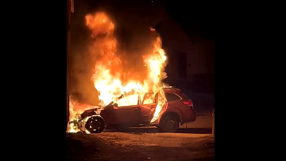 Car catches on fire after hitting multiple vehicles in the Highlands