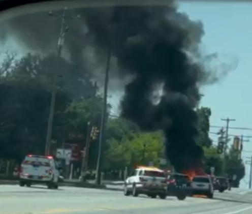 WATCH: SUV bursts into flames, billows black smoke in York County, Pa.