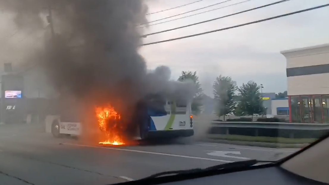 Driver taken to hospital after Metro bus catches fire
