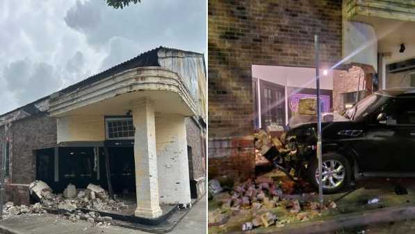 New Orleans venue damaged after car crashes into building