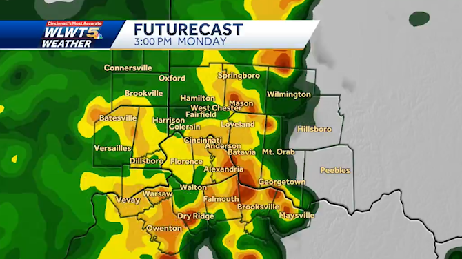 HOUR BY HOUR: When rain, storms move through Cincinnati region Monday