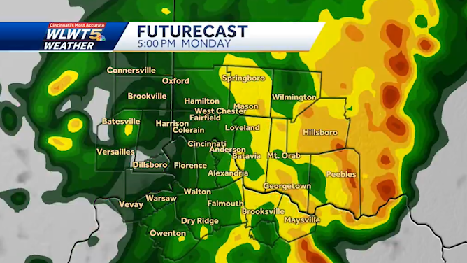 HOUR BY HOUR: When rain, storms move through Cincinnati region Monday