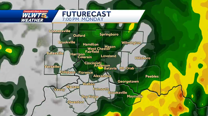 HOUR BY HOUR: When rain, storms move through Cincinnati region Monday