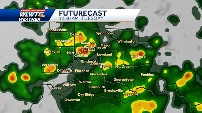 HOUR BY HOUR: When rain, storms move through Cincinnati region Monday