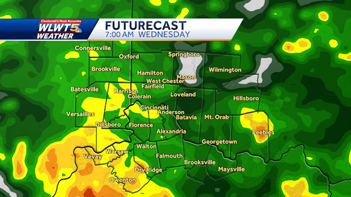 HOUR BY HOUR: When soaking rain, storms move into Cincinnati Wednesday