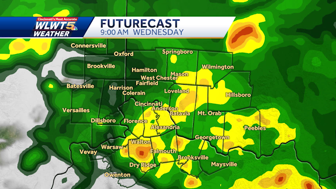 HOUR BY HOUR: When soaking rain, storms move into Cincinnati Wednesday
