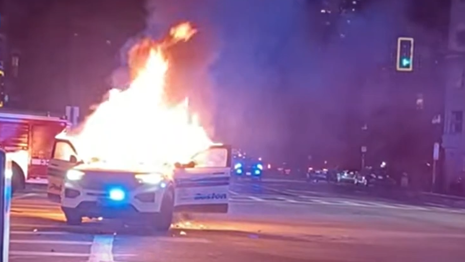 Boston police cruiser burns during South End incident; 2 arrested