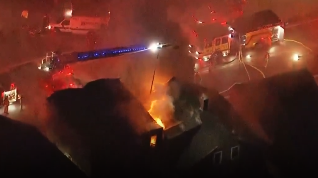 Crews battle massive fire at downtown Milford, Massachusetts, tavern