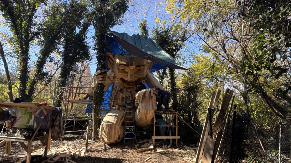 Giant troll stomps its way into High Point in new secret location