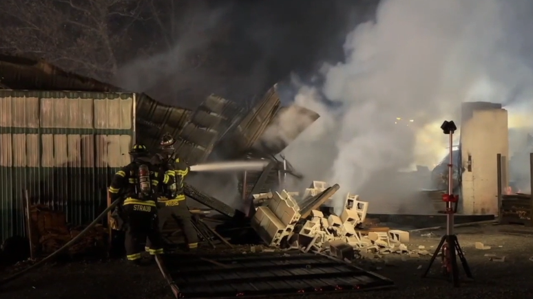 WATCH: Fire rips through Franklin County, Pa. lumber yard