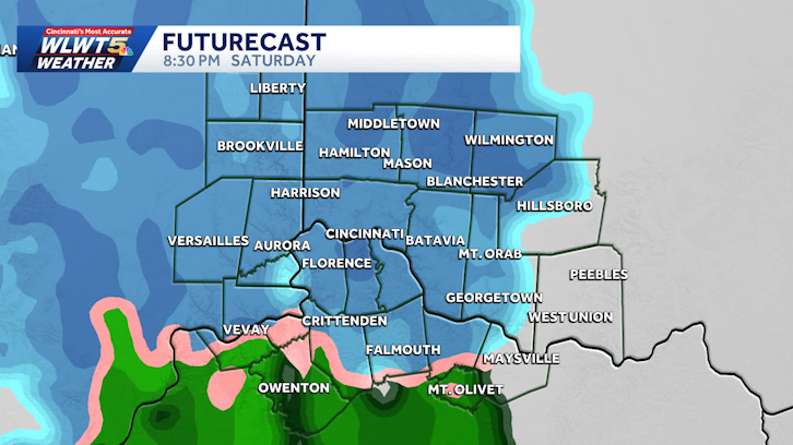 Hour-by-hour forecast: When and where snow will move into Cincinnati