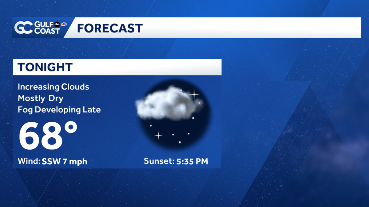 Dense fog possible late Saturday night, rain chances increase Sunday
