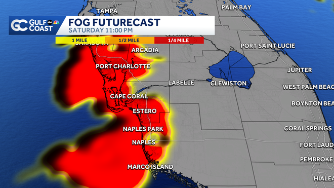 Dense fog possible late Saturday night, rain chances increase Sunday