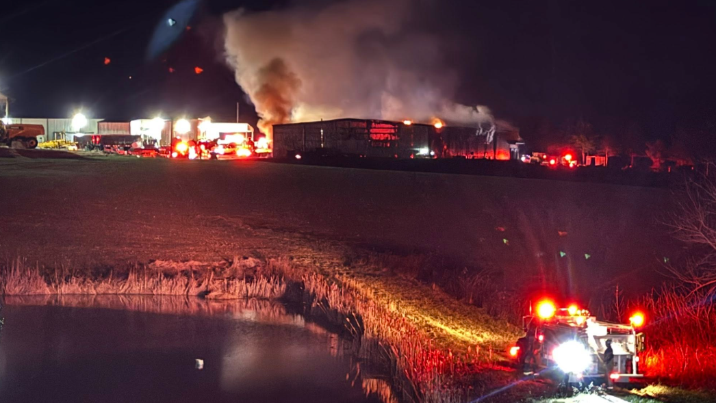 Large building fire on Higgins Road