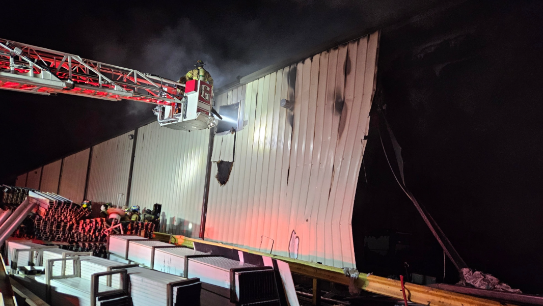 Large building fire on Higgins Road