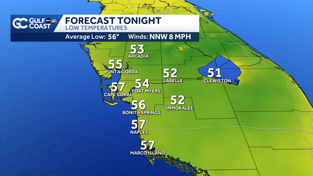 Pleasant and dry Wednesday night for Southwest Florida