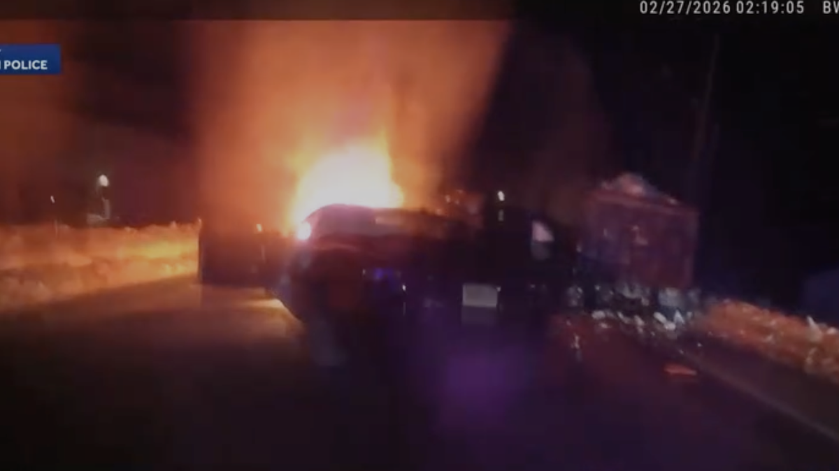 Man grateful for rescue from burning car crash