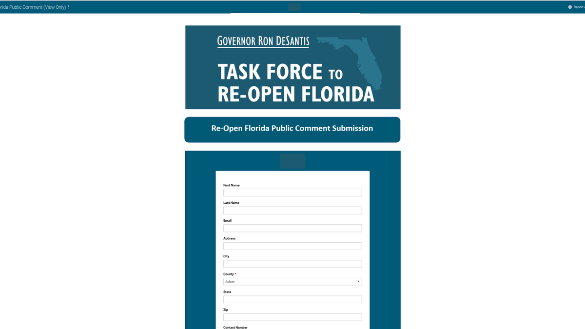 'Re-Open Florida Task Force' launches public comment submission portal
