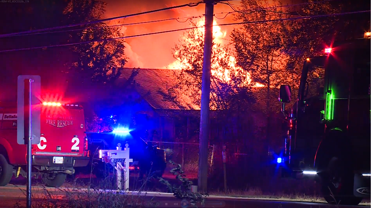 Oklahoma City Fire Crews Battle Large House Fire
