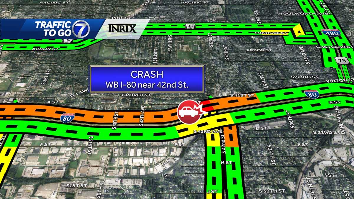 Crash on I-80 near 42nd causing traffic delays