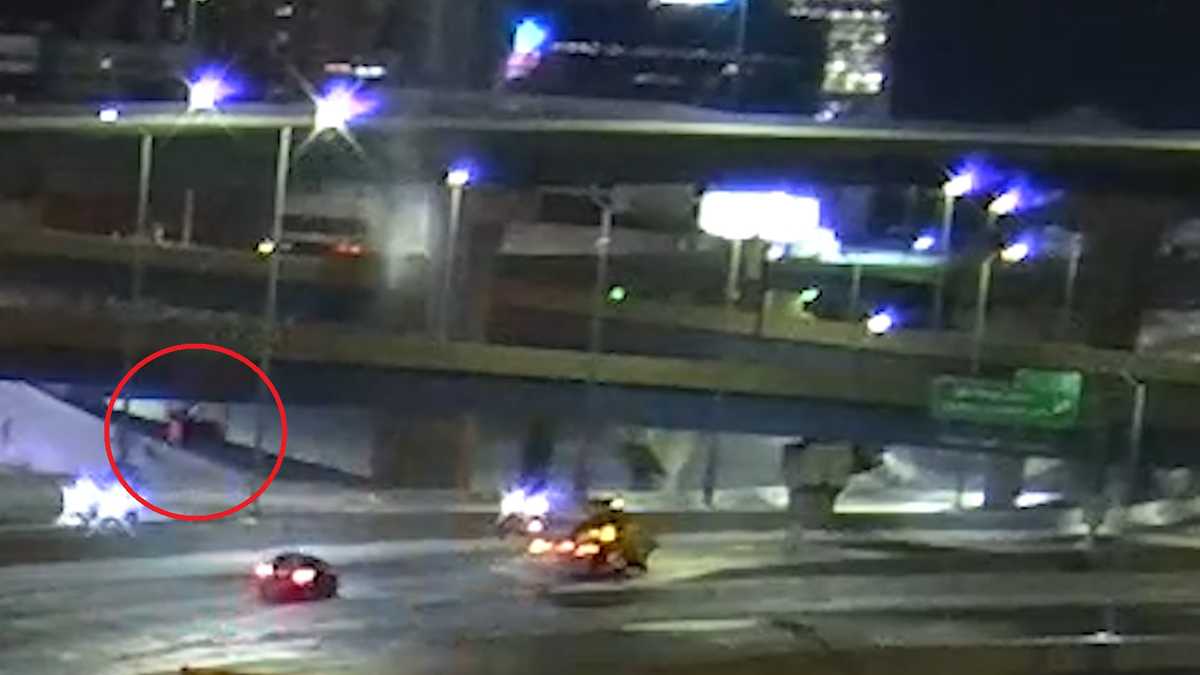 VIDEO: Suspected drunken driver veers off Marquette Interchange