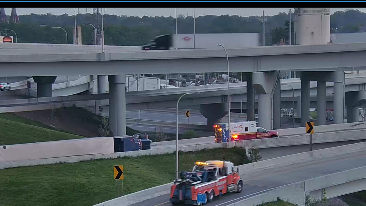 No injuries reported after semi overturns in Spaghetti Junction