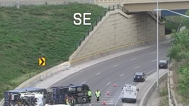 Semitrailer rollover crash at Mitchell Interchange