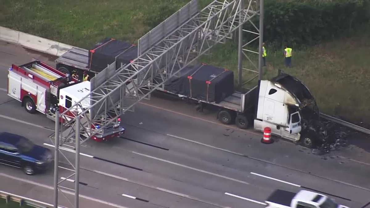 Crews working on semi-truck fire on SB I-35