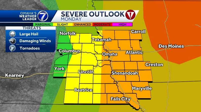 Omaha weather: Severe storm potential Monday