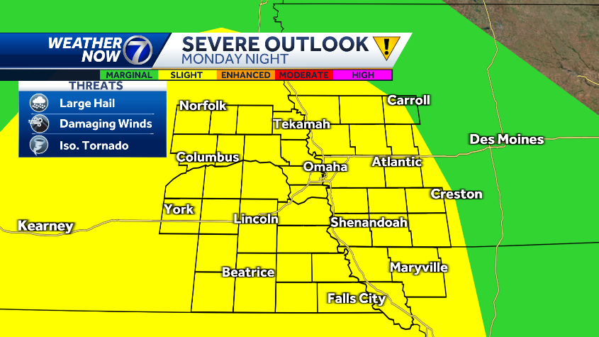 Omaha weather: Strong to severe storms possible Monday, Tuesday