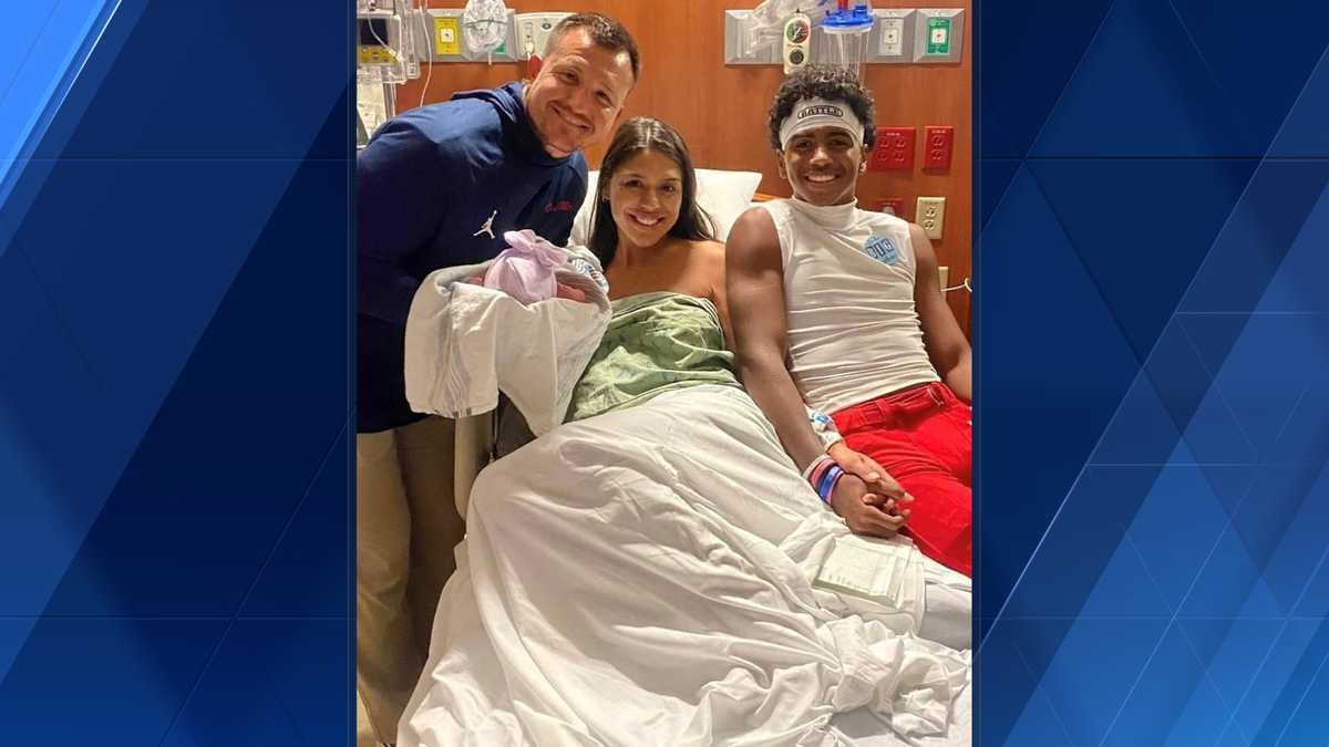 Alabama HS football coach, wife rushed from game to deliver baby