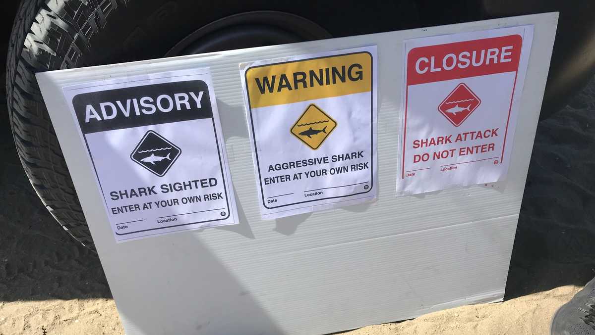 Great white shark advisory signs posted at Monterey Bay beaches