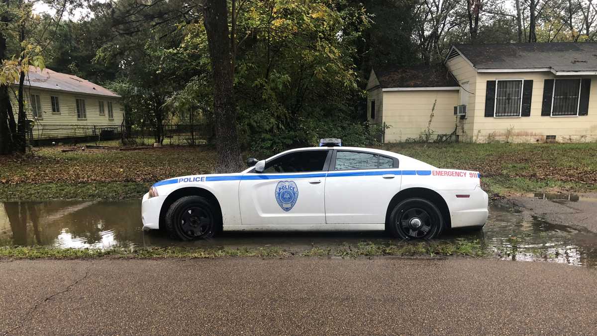 Photos: Jackson police car gets stuck in flooded ditch