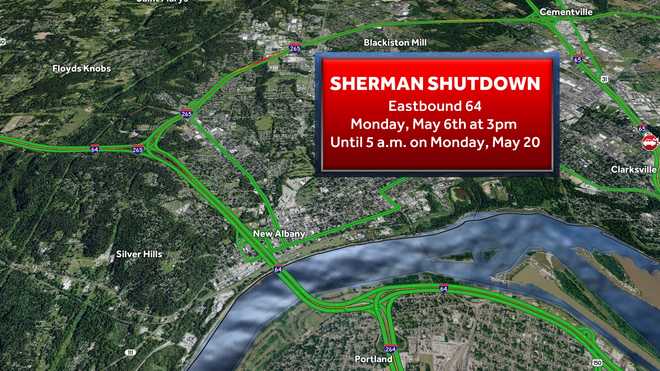 Sherman Minton Bridge: Eastbound lanes closing on Monday