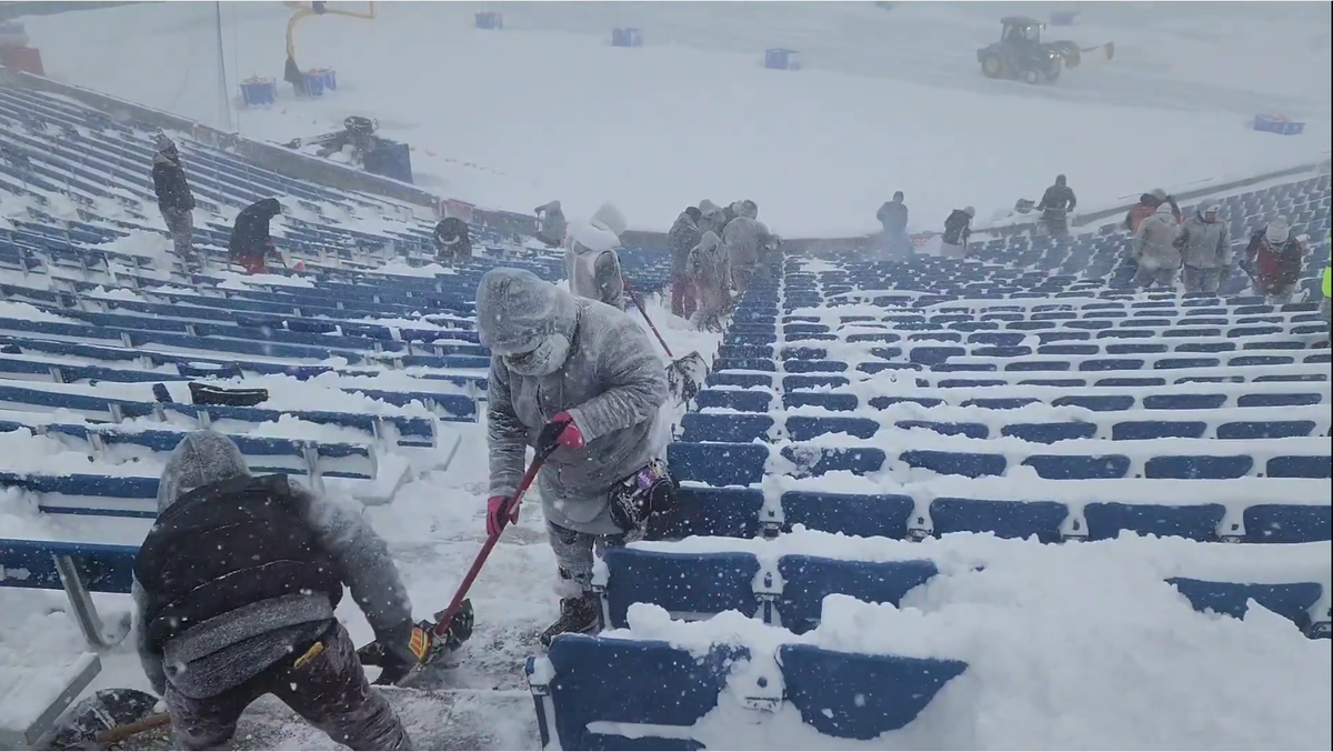 Local storm chaser braves Buffalo cold to shovel out Highmark Stadium