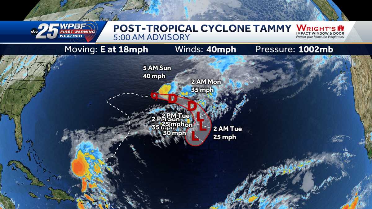 Post-tropical cyclone Tammy: Latest computer models and maps